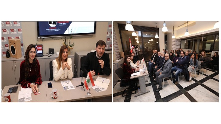 Noursat | رئيسة مركز البحوث والأب نصر بحثا على طاولة مجموعة 100% LIBAN في تطوير المناهج التربوية